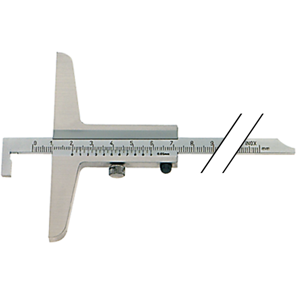 Depth gauge 300mm (0,05mm) with hook, base length 150mm | SARATOOLS