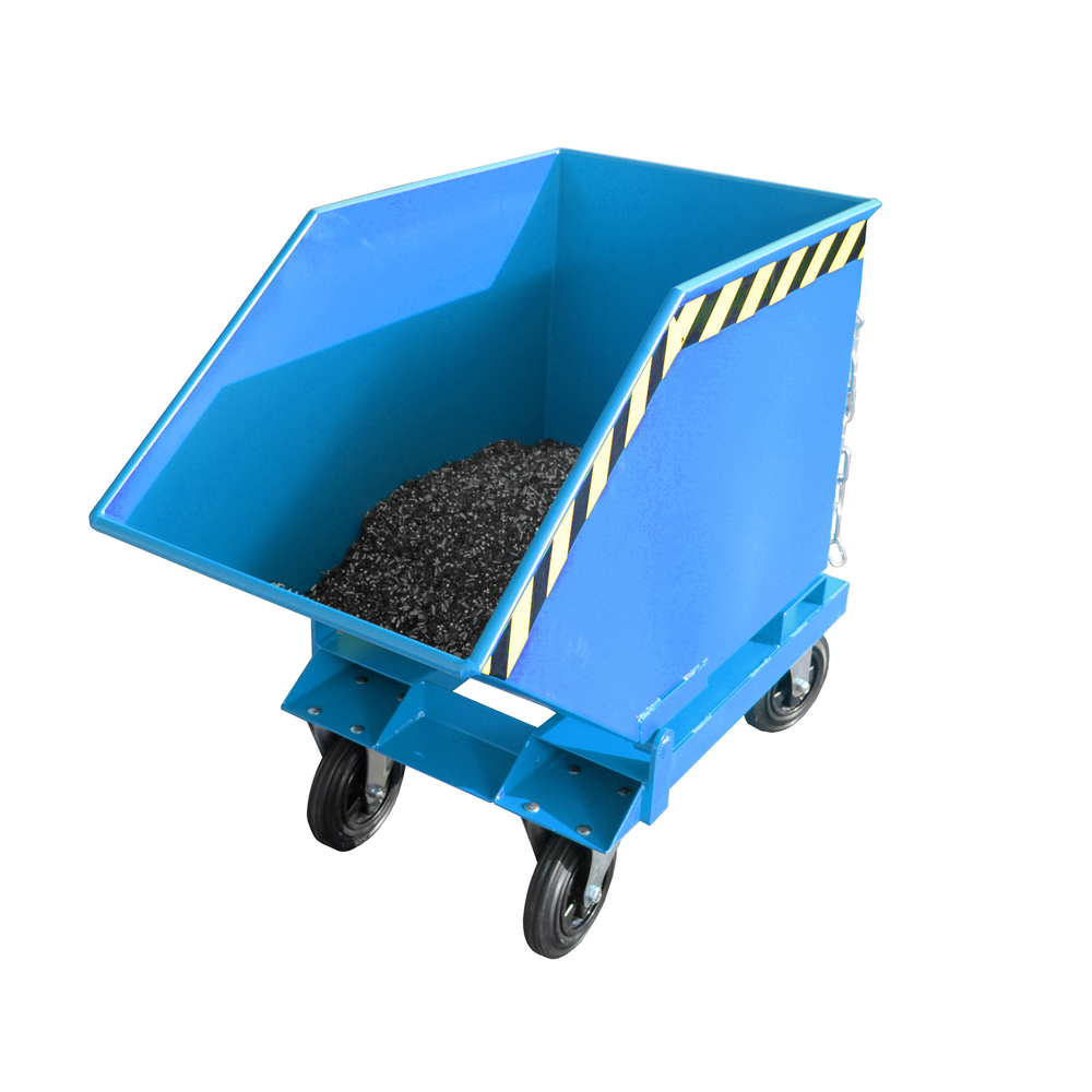 Chip tipping trough 250 litres RAL5012, box-shaped trough w. screen ...