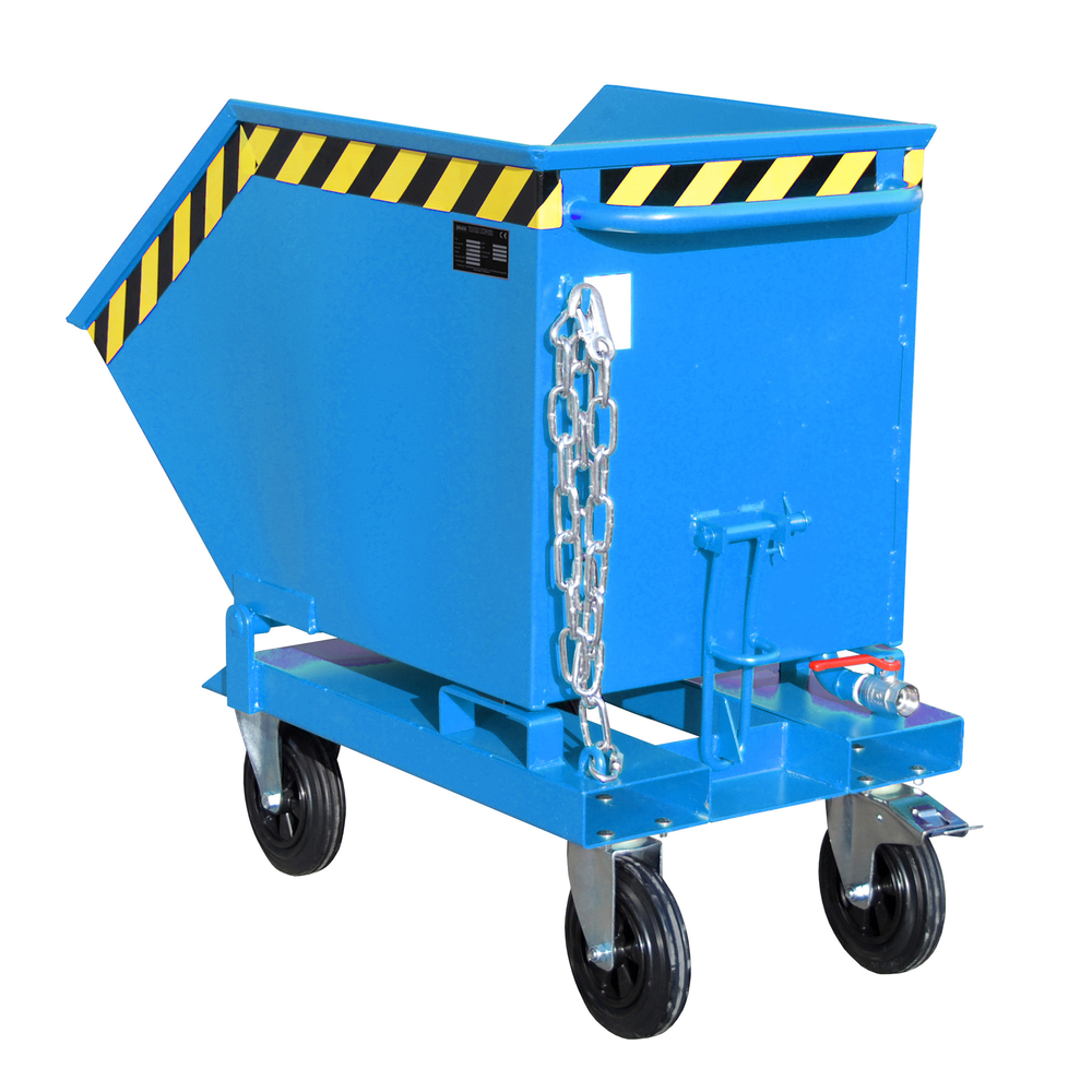 Chip tipping trough 250 litres RAL5012, box-shaped trough w. screen ...