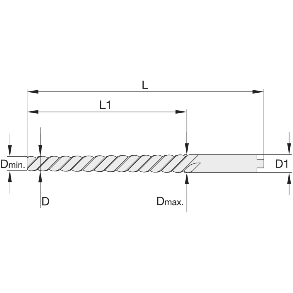 High helix taper reamer HSS-E DIN2179 1:50 10mm 45° left-handed twist ...
