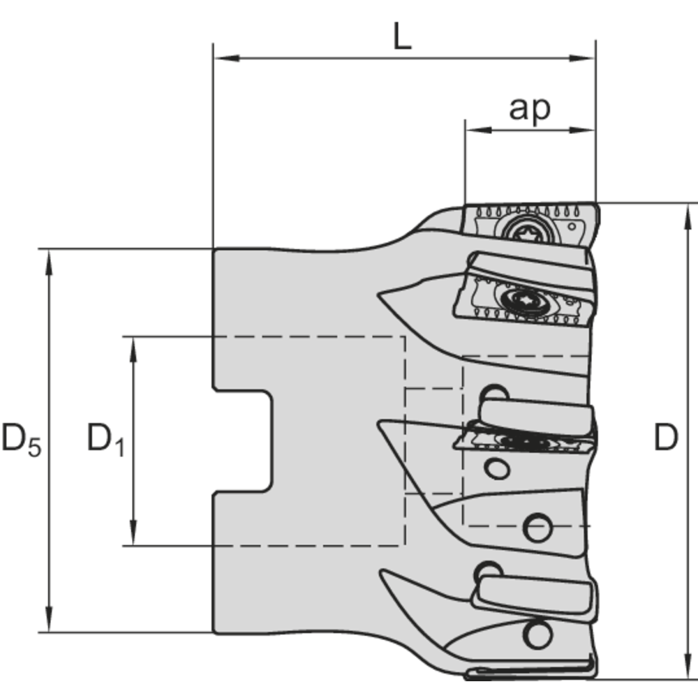 High-speed porcupine milling cutter 90° 40mm, for 4 milling inserts AD ...