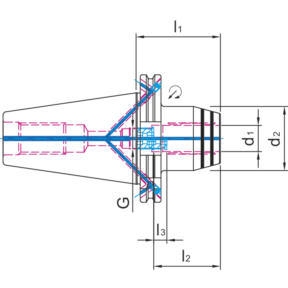 High-performance hydraulic expansion chuck DIN69871 SK40, clamp 20mm, A ...