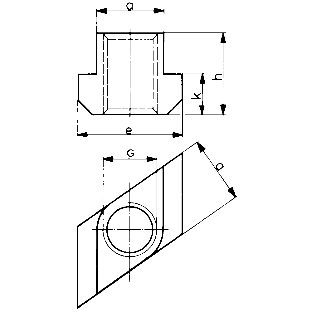 Nut for T-slots, rhombus 16mm x M14 | SARATOOLS