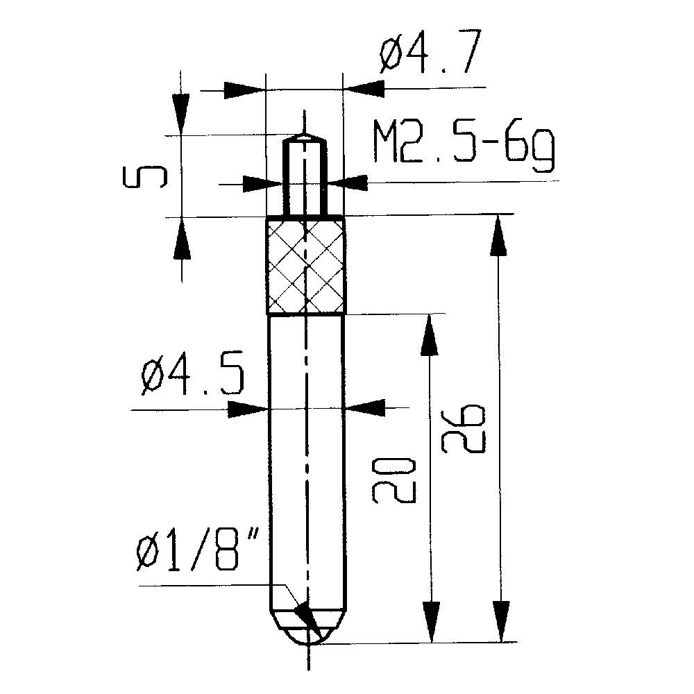 Contact point 3,0mm, ball (steel) L=26mm | SARATOOLS