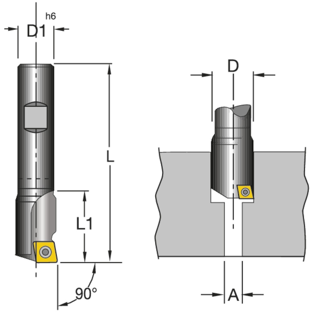Indexable insert boring and countersinking bar 23mm 1xCC..09T3.. Weldon ...