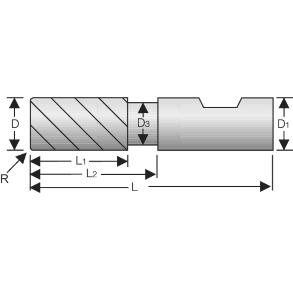 SC end milling cutter TVC 40° 20mm Z=5 with chip separators 3xD HB ...