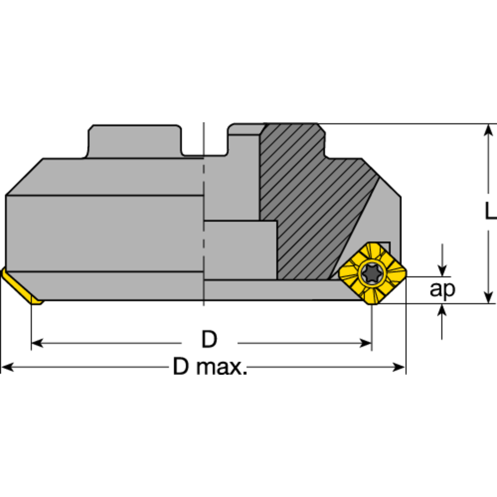 Face milling cutter 45° 40x16mm for 3 indexable inserts SE.. 1204 with ...