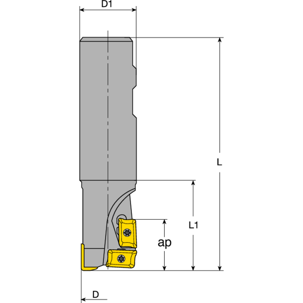 Drilling/die sinking cutter 90° 20x90mm, shank 20mm, for 3 II AP..1003 ...